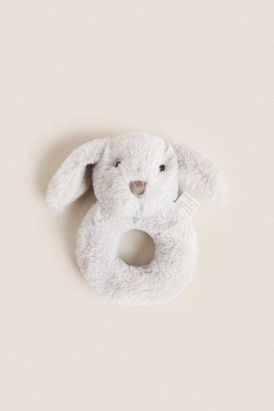 RABBIT BABY RATTLE PLUSH TOY - Gray | ZARA Canada