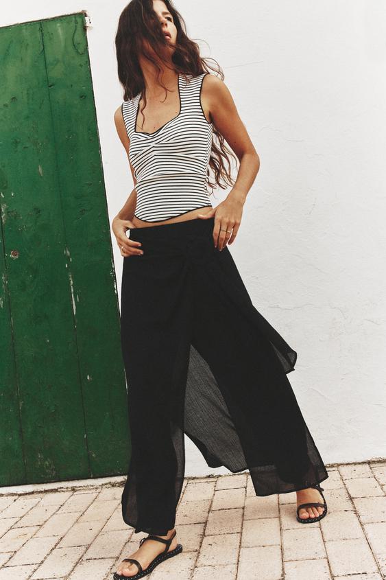 ΠΑΝΤΕΛΟΝΙ ΠΑΡΕΟ ΜΕ ΑΓΚΡΑΦΑ Μαύρο Zara Greece Ελλαδα