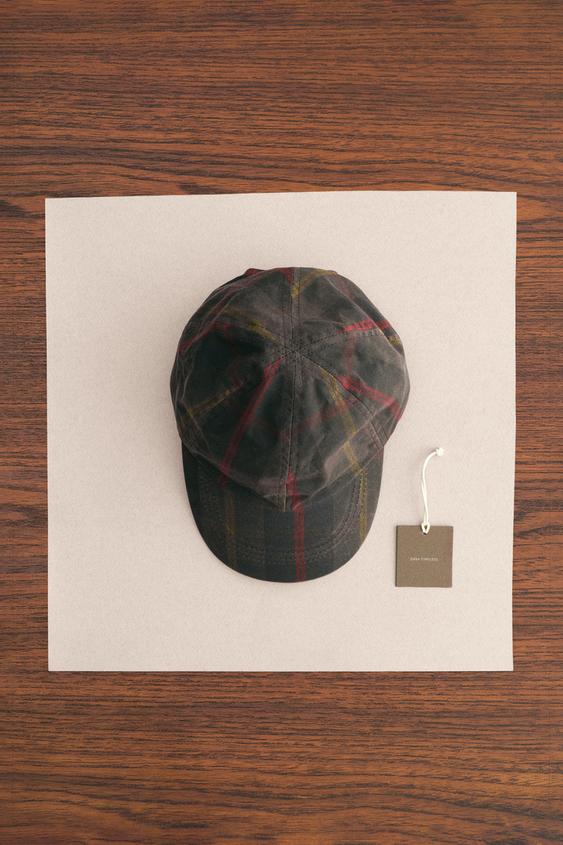 ZARA TIMELESS - CHECK WAXED CAP - Green | ZARA Cambodia