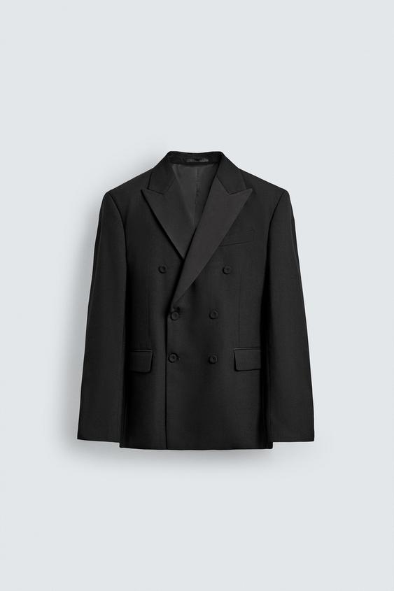 DOUBLE-BREASTED TUXEDO SUIT BLAZER - Black | ZARA South Africa