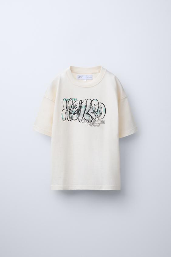 GRAFFITI PRINT T-SHIRT - Ecru | ZARA United Kingdom