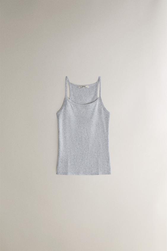 ΤΟΠ ΣΕ ΥΦΑΝΣΗ ΡΙΜΠ - Γκρι | ZARA Greece / Ελλαδα