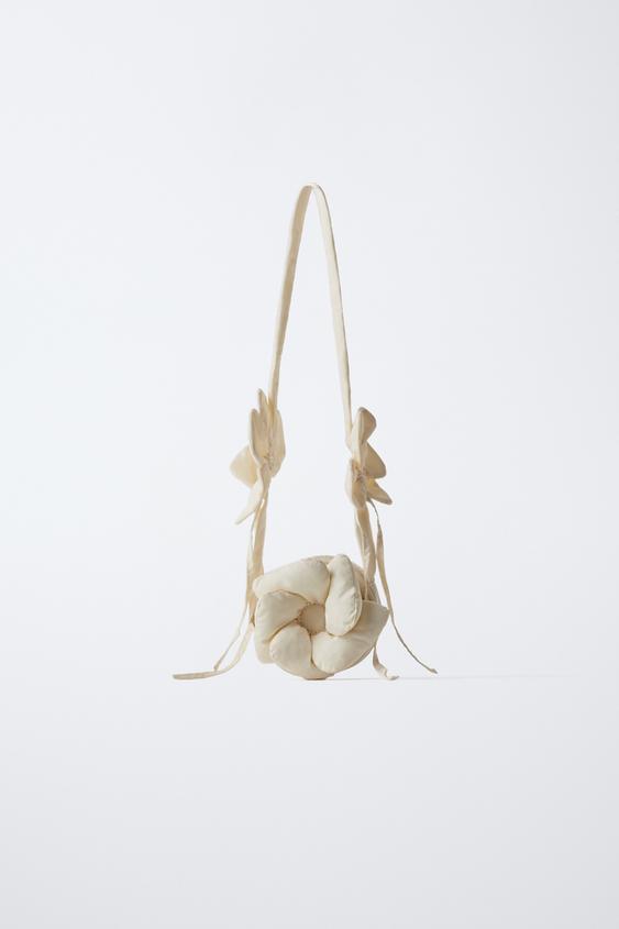 CROSSBODY BAG WITH FLOWERS - Ecru White | ZARA Thailand