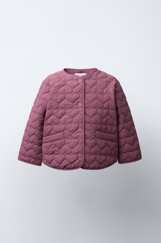 VESTE MATELASSÉE ÉTIQUETTE DÉPERLANTE - Rose foncé | ZARA Canada