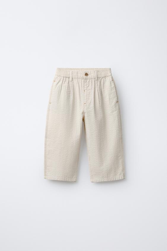 PANTALÓN SEERSUCKER BORDADO PÁJARO - Crudo | ZARA España