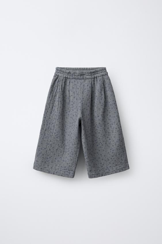 PANTALONI TIP CULOTTE CU TEXTURĂ ȘI FLORI - Gri | ZARA România