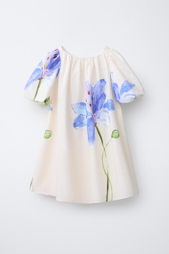 JURK MET BLOEMENPRINT - Ecru | ZARA België / Belgique