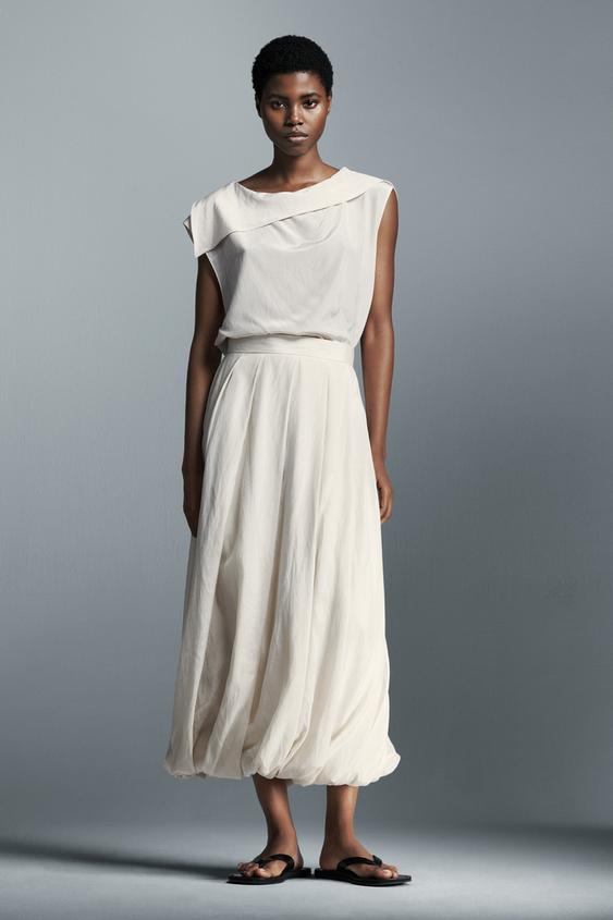 ROK BALON ZW COLLECTION - Ecru | ZARA Indonesia