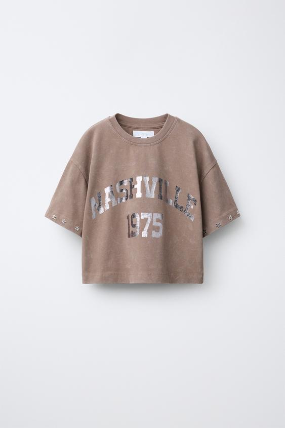 SPARKLY STAR T-SHIRT - Earth | ZARA Canada