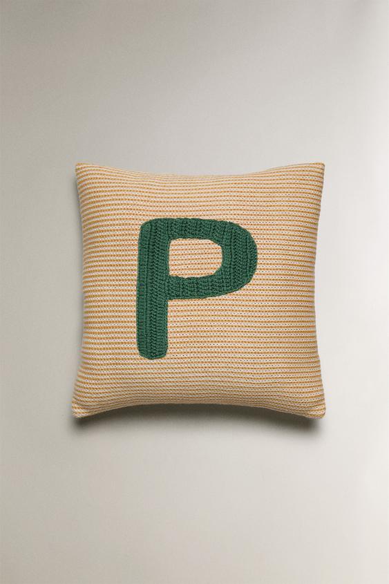 CHILDREN'S EMBROIDERED LETTER P CUSHION - Yellow | ZARA United Kingdom