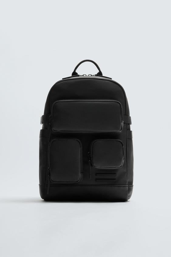 RUBBERISED MULTI-POCKET BACKPACK - Black | ZARA UAE - Dubai/Sharjah/Ajman/UAQ/Fujairah