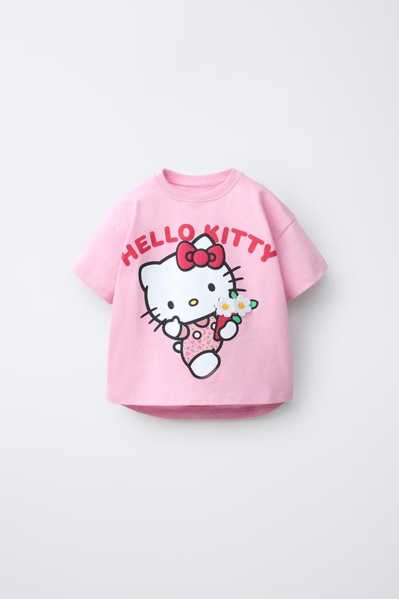KOSZULKA Z NADRUKIEM HELLO KITTY © SANRIO - Różowy | ZARA Polska / Poland