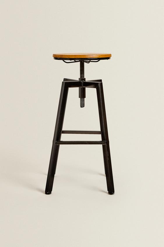 WOOD AND METAL SWIVEL BAR STOOL - Black | ZARA United States