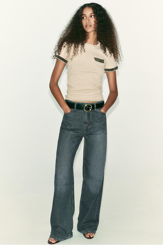 メタリック糸 チャンキーニット Tシャツ - ゴールド | ZARA Japan / 日本