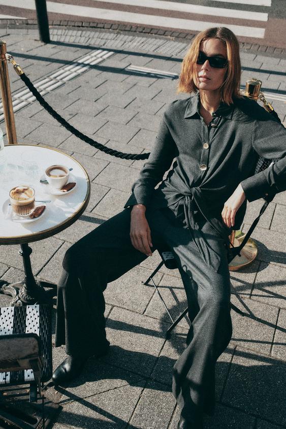 BUKSER MED LIGE BEN - mørk grå | ZARA Danmark