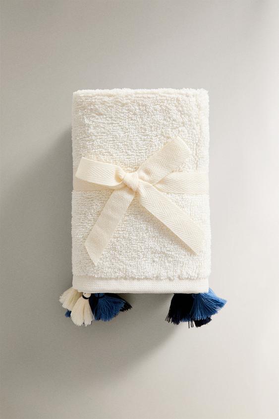 PACK OF HAND TOWELS WITH TASSELS (PACK OF 3) - Blues | ZARA Canada