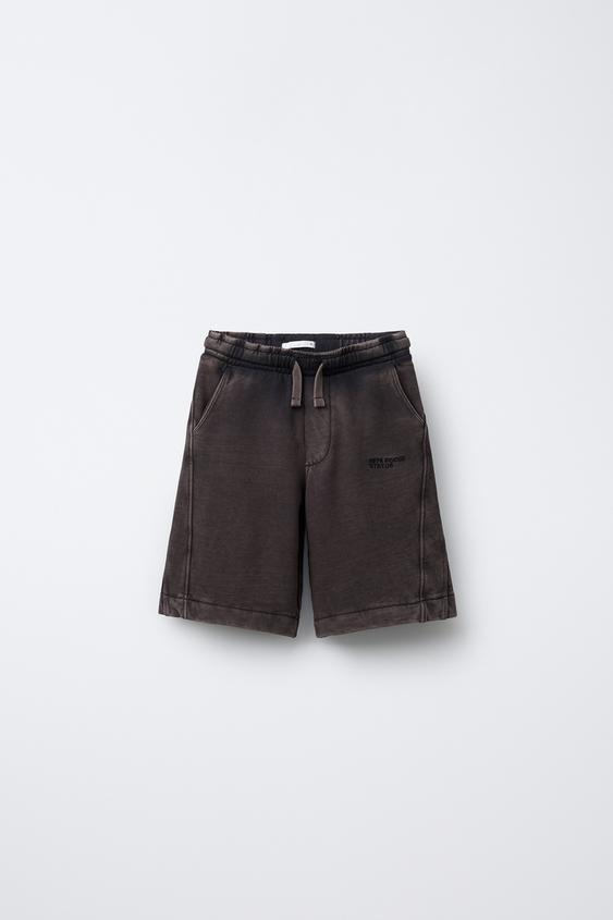 WORN EFFECT PLUSH SHORTS - Dark brown | ZARA Mexico