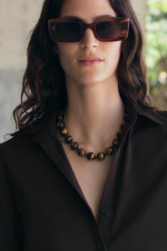 Rectangular Acetate Sunglasses Chocolate Zara United Kingdom