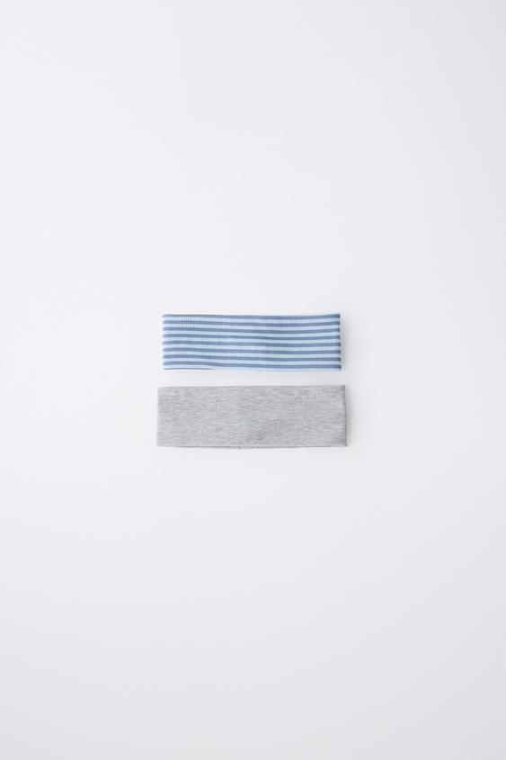 2ER-PACK ELASTISCHE HAARBÄNDER MIT STREIFEN - Grau / Blau | ZARA ...