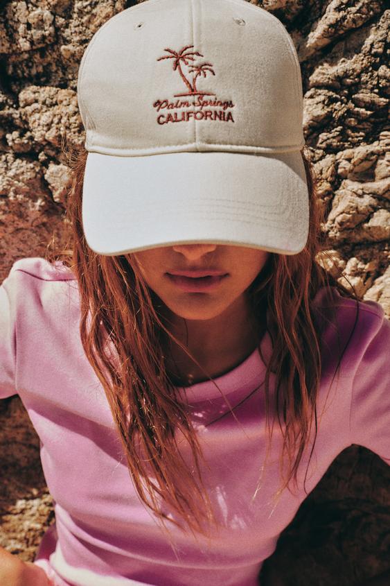 TWILL CAP WITH EMBROIDERED SLOGAN - Ecru | ZARA Singapore