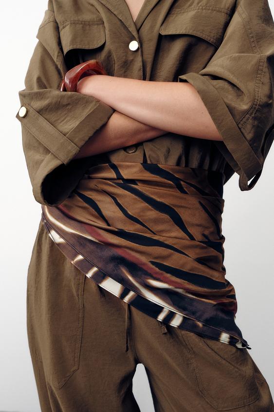 ANIMAL PRINT VISCOSE SCARF - taupe brown | ZARA United States