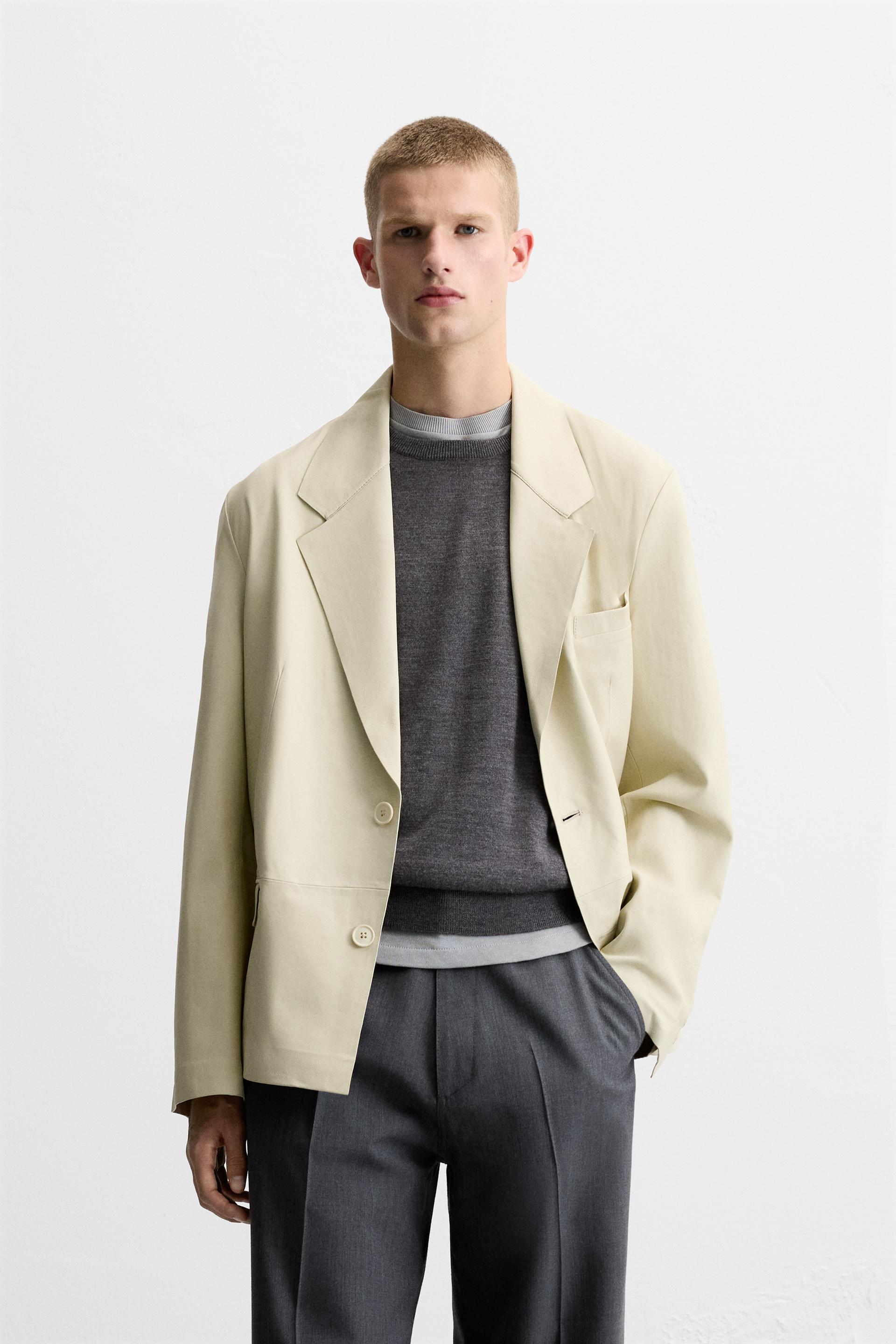 LEATHER BLAZER - LIMITED EDITION - Ecru | ZARA Ireland