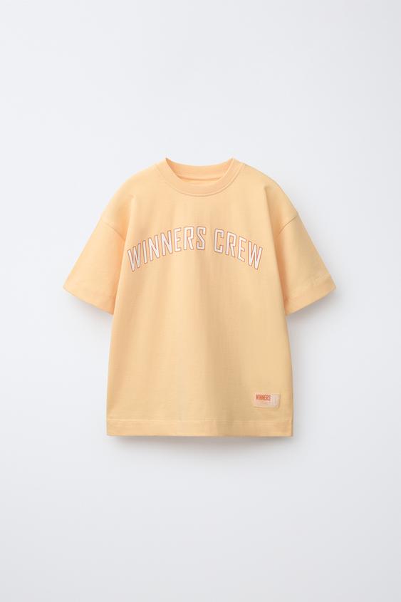 T-SHIRT JOGGING COM MENSAGEM - Tangerina | ZARA Portugal