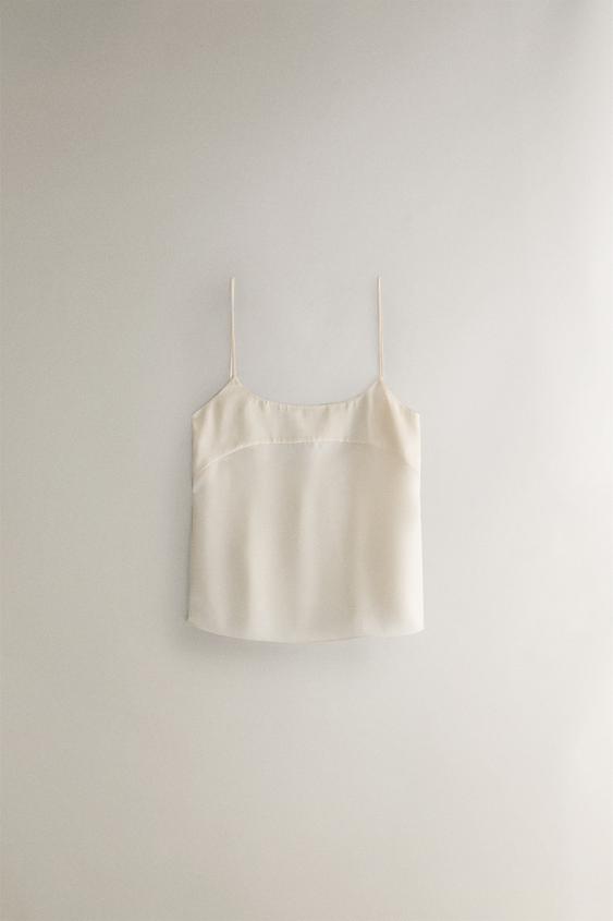 TOP SEDA BEIGE - Crudo | ZARA Mexico