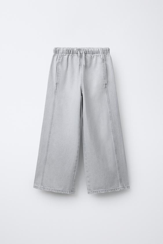 WIDE-LEG JEANS WITH DRAWSTRINGS - Grey | ZARA Ireland