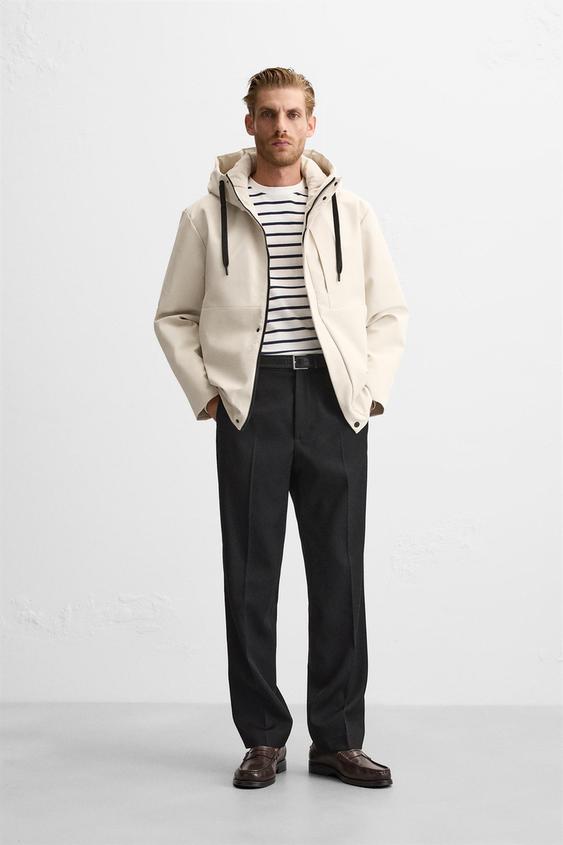HOODED TECHNICAL JACKET - Oyster-white | ZARA Australia
