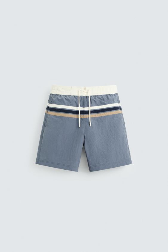 BANDED LONG SWIMMING TRUNKS - Indigo | ZARA South Africa