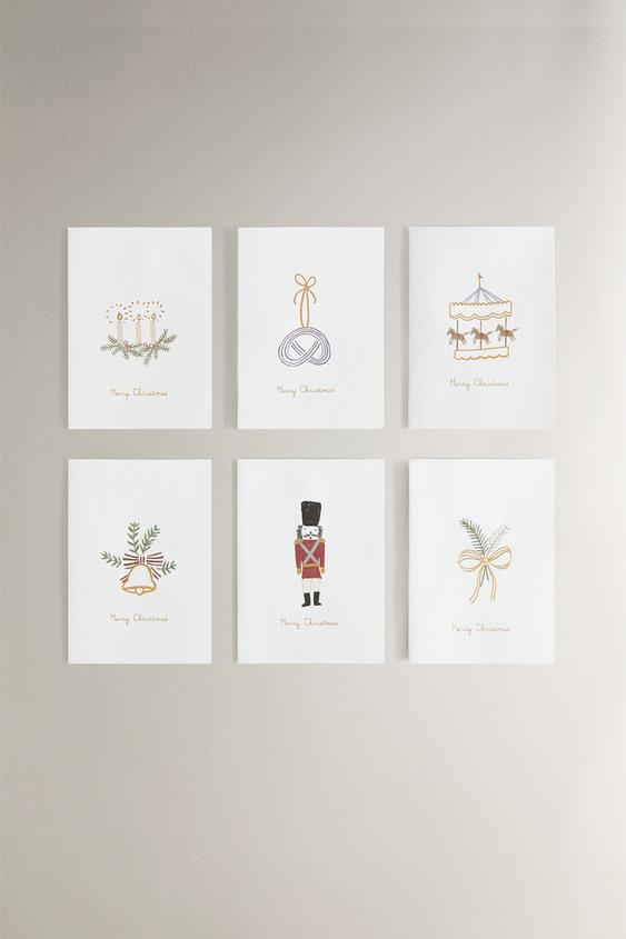 SET OF CHRISTMAS FIGURE POSTCARDS (SET OF 6) - Multicolored | ZARA ...