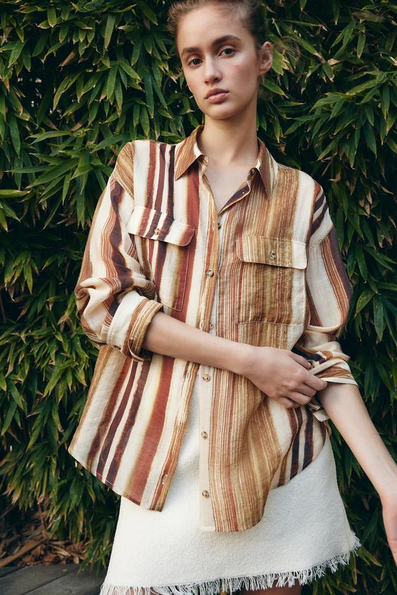 OVERSIZE STRIPED SHIRT - Multicoloured | ZARA Thailand