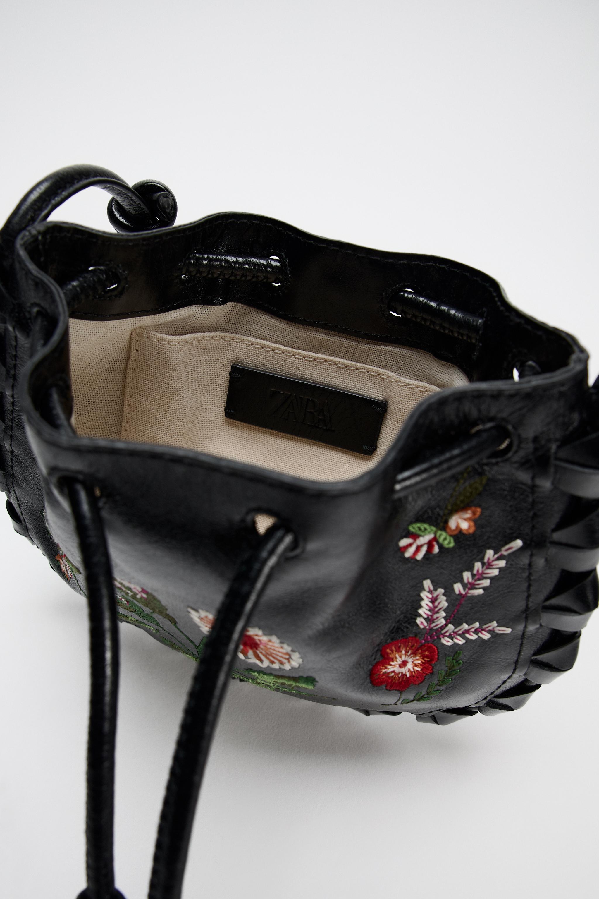 Zara mini leather bucket bag store