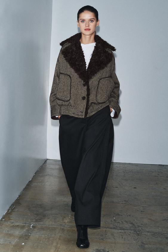 PANTALÓN RAYA DIPLOMÁTICA WIDE LEG ZW COLLECTION - Negro | ZARA España