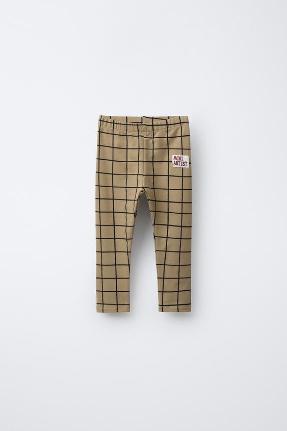 PLAID LABEL LEGGINGS - Beige | ZARA Canada