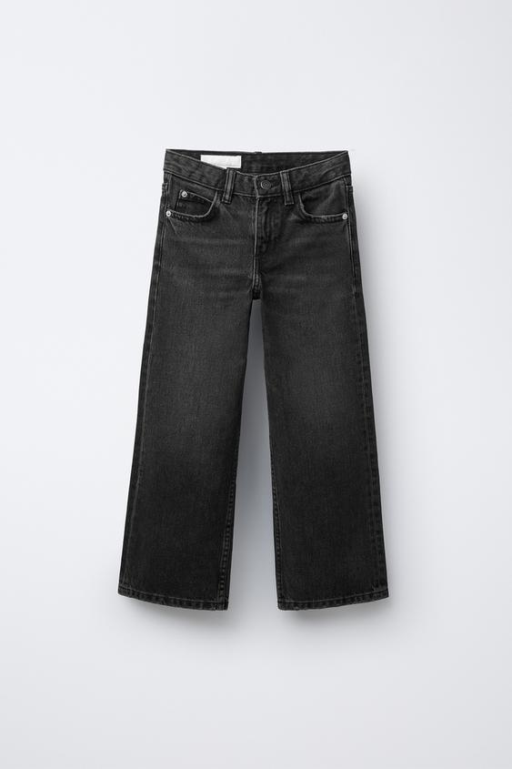 JEANS WIDE LEG SAYAP KILAP - Hitam | ZARA Indonesia