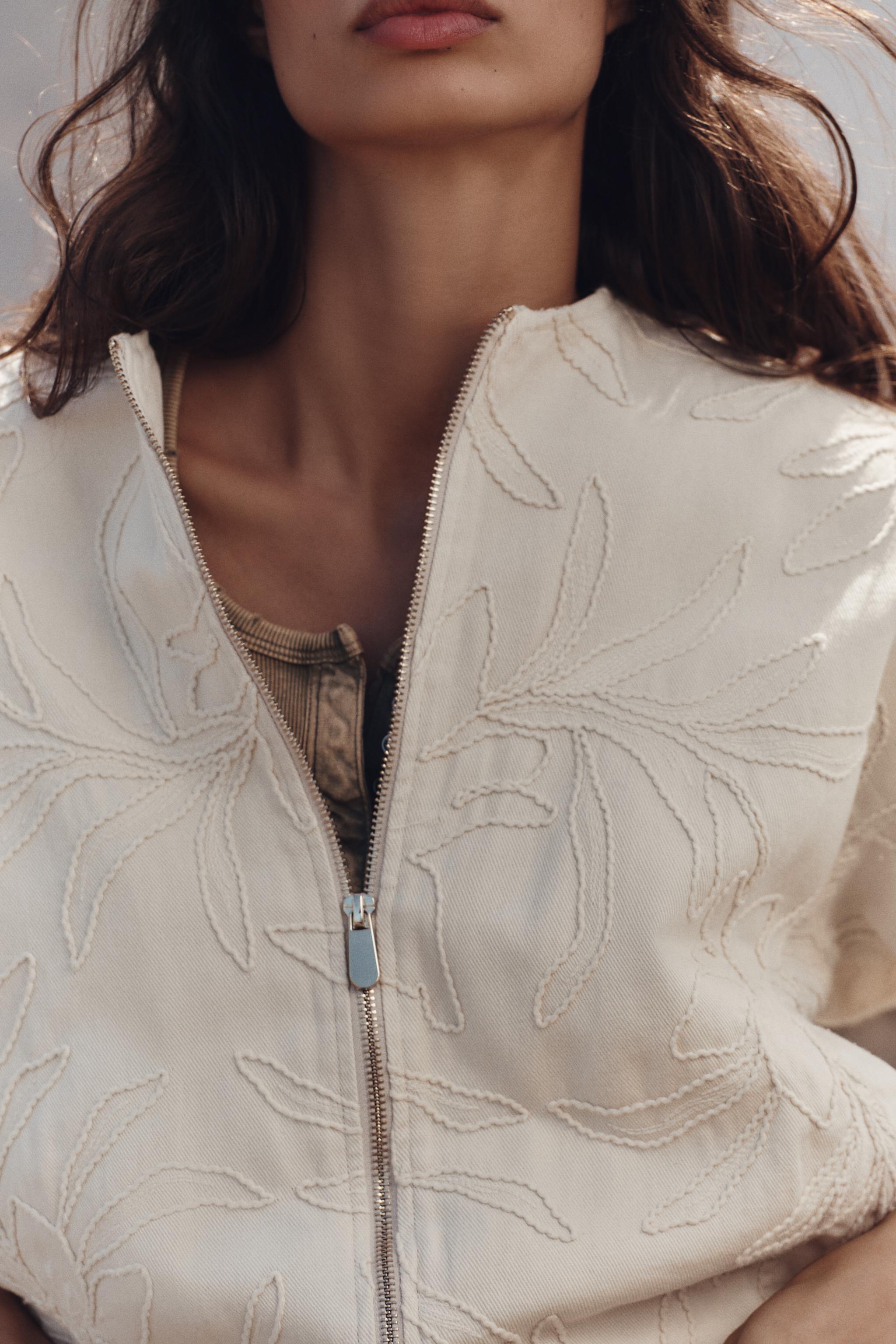 EMBROIDERED JACKET - Ecru | ZARA United States EMBROIDERED JACKET - Ecru | ZARA United States