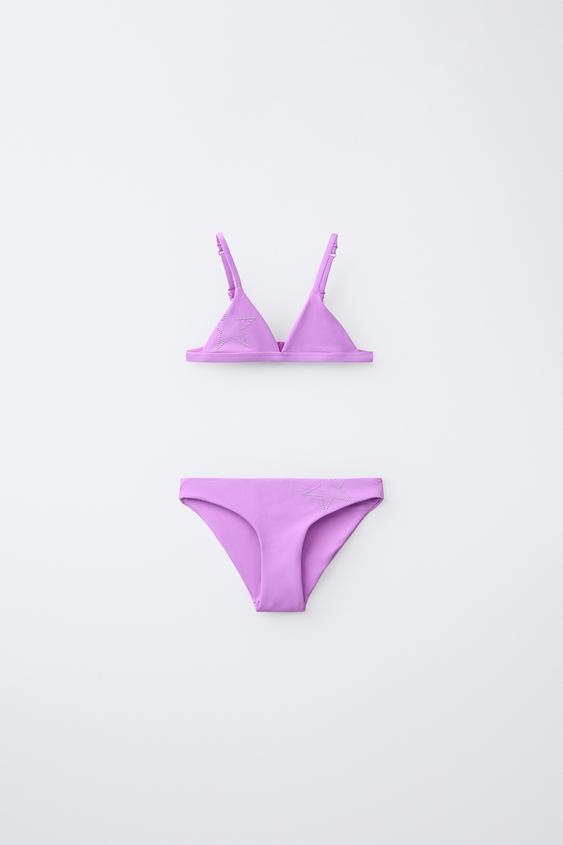 AGES 6-14 | STAR STUD TEXTURE BIKINI - Magenta | ZARA Canada