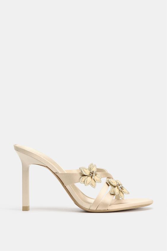 SANDALES FLEURS BRILLANTES - Écru | ZARA France