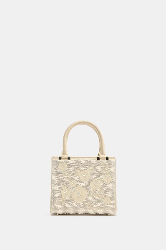 EMBROIDERED RIGID HANDBAG - Ecru | ZARA United Kingdom