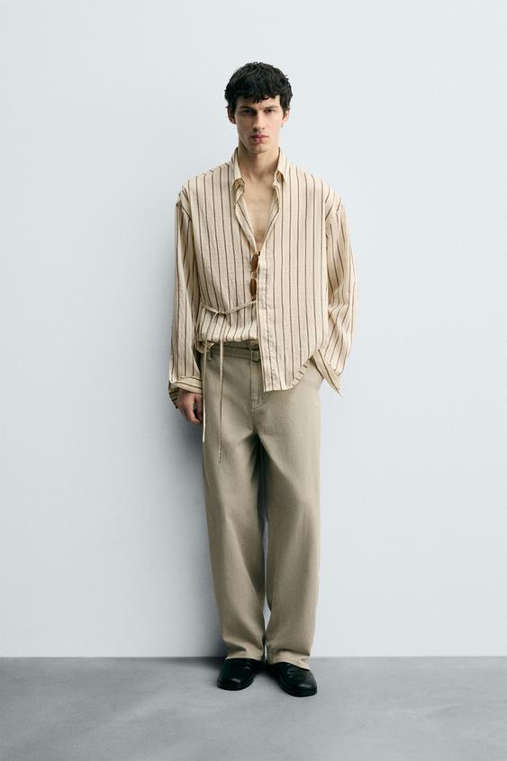 ΠΟΥΚΑΜΙΣΟ ΡΙΓΕ ΜΕ ΦΙΟΓΚΟ - Εκρού | ZARA Greece / Ελλαδα