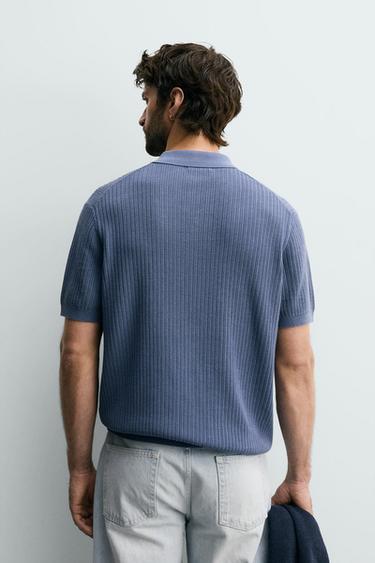 POLO EN MAILLE REGULAR FIT STRUCTURÉ - Bleu ciel délavé | ZARA France