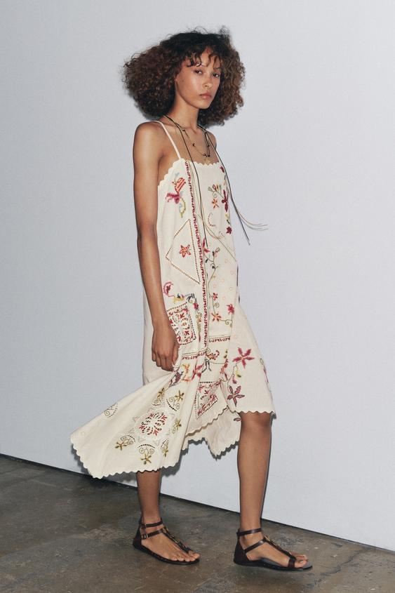 ZW COLLECTION ASYMMETRIC FLORAL EMBROIDERED DRESS - Multicoloured ...