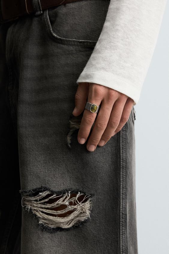 STONE SIGNET RING - Silver | ZARA United States