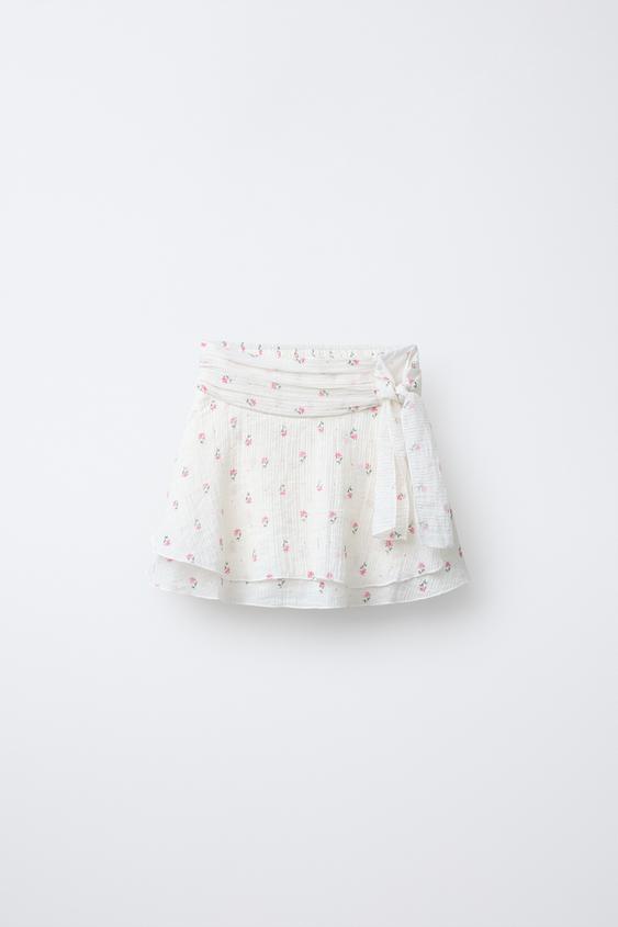 FLORAL RUFFLED SKORT - Ecru | ZARA United States
