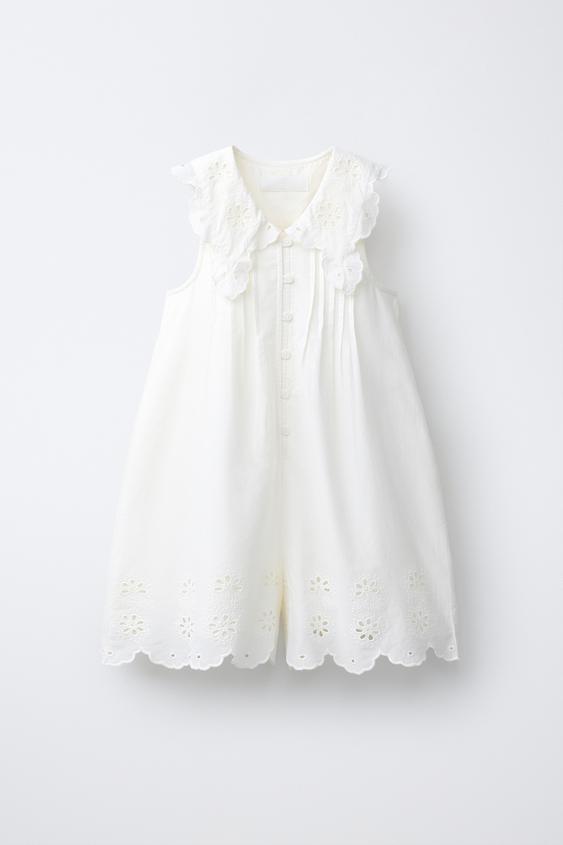 MONO CORTO CUELLO BOBO BORDADOS - Blanco roto | ZARA España