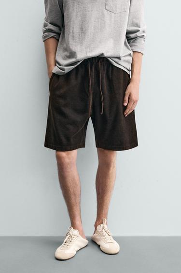 BERMUDA LAVÉ STRUCTURE WAFFLE - Chocolat | ZARA France