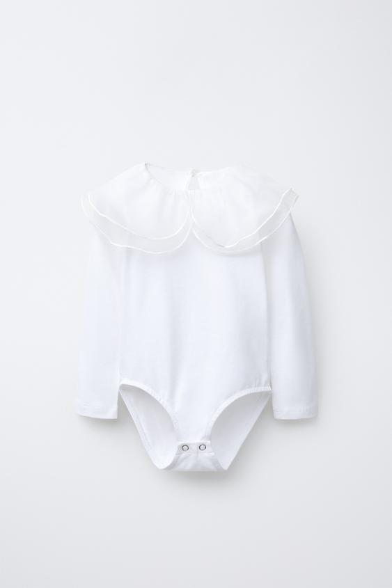 BODY À COL CLAUDINE EN ORGANZA - Blanc cassé | ZARA Canada