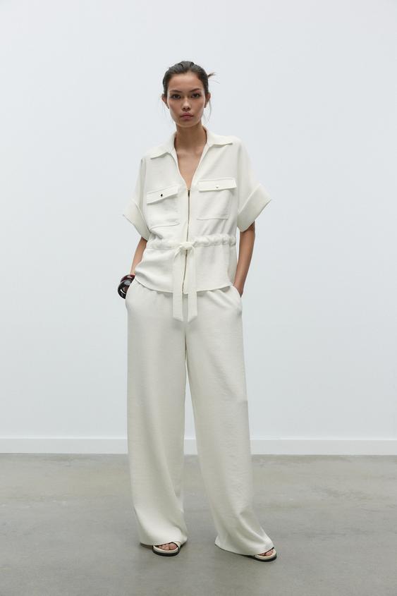 SAFARI CREPE SHIRT - Oyster-white | ZARA Saudi Arabia